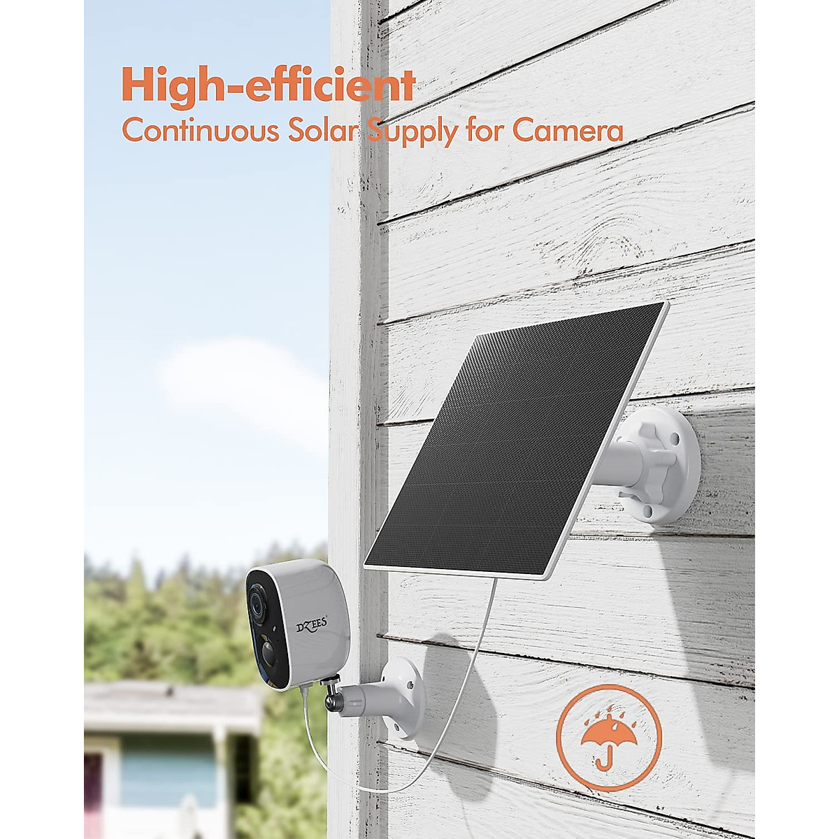 Dzees 5W Solar Panel for Wireless Outdoor Security Camera, Compatible with Rechargeable Battery Powered Camera, Continuous Solar Power for Camera, Waterproof, Reliable and Non-Stop Green Charging