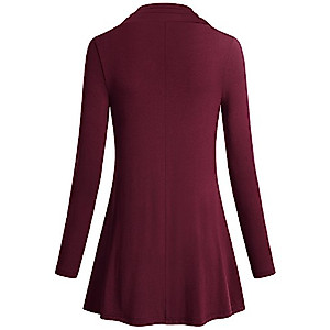 Miusey Womens Tunic Shirts,Long Sleeve Cowl Neck Flared Vintage A Line Loose Fit Shirt Casual Top Wine Red X-Large