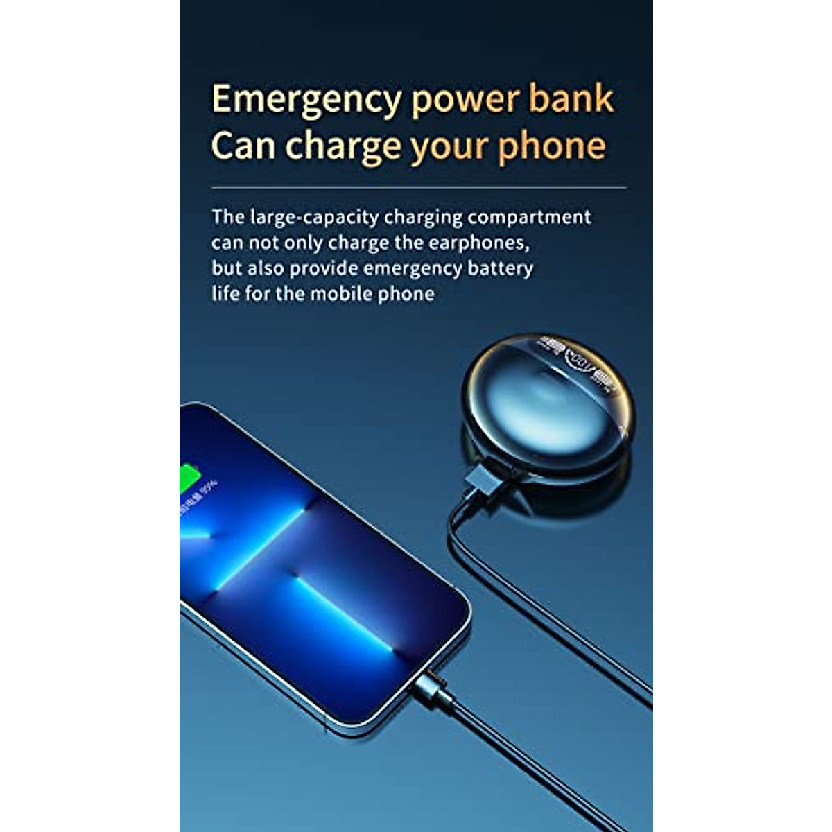 Bluetooth Headphones True Wireless Earbuds 48Hrs Playtime with Wireless Charging Case LED Power Display Wireless & Type-C Charging Waterproof in-Ear TWS Earphones for Phone Computer Laptop Sports m40