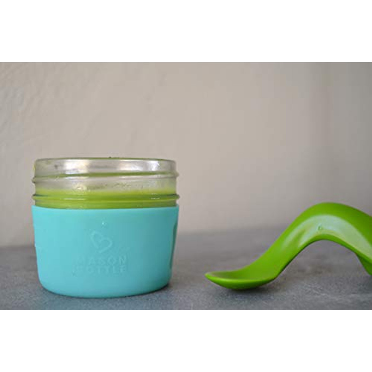 Mason Bottle Silicone Sleeve: Fits Any 4 Ounce Regular-Mouth Mason Jar, Extra Grip and Protection, Non-Toxic, Dishwasher Safe, Made in The USA (Agave Color)
