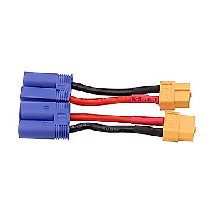 Treehobby 2PCS Male EC5 Plug to Female XT60 Plug Connector Adapter Cable Compatible with RC Car Truck Boat Airplane Lipo Battery ESC Charger(14awg 5cm)