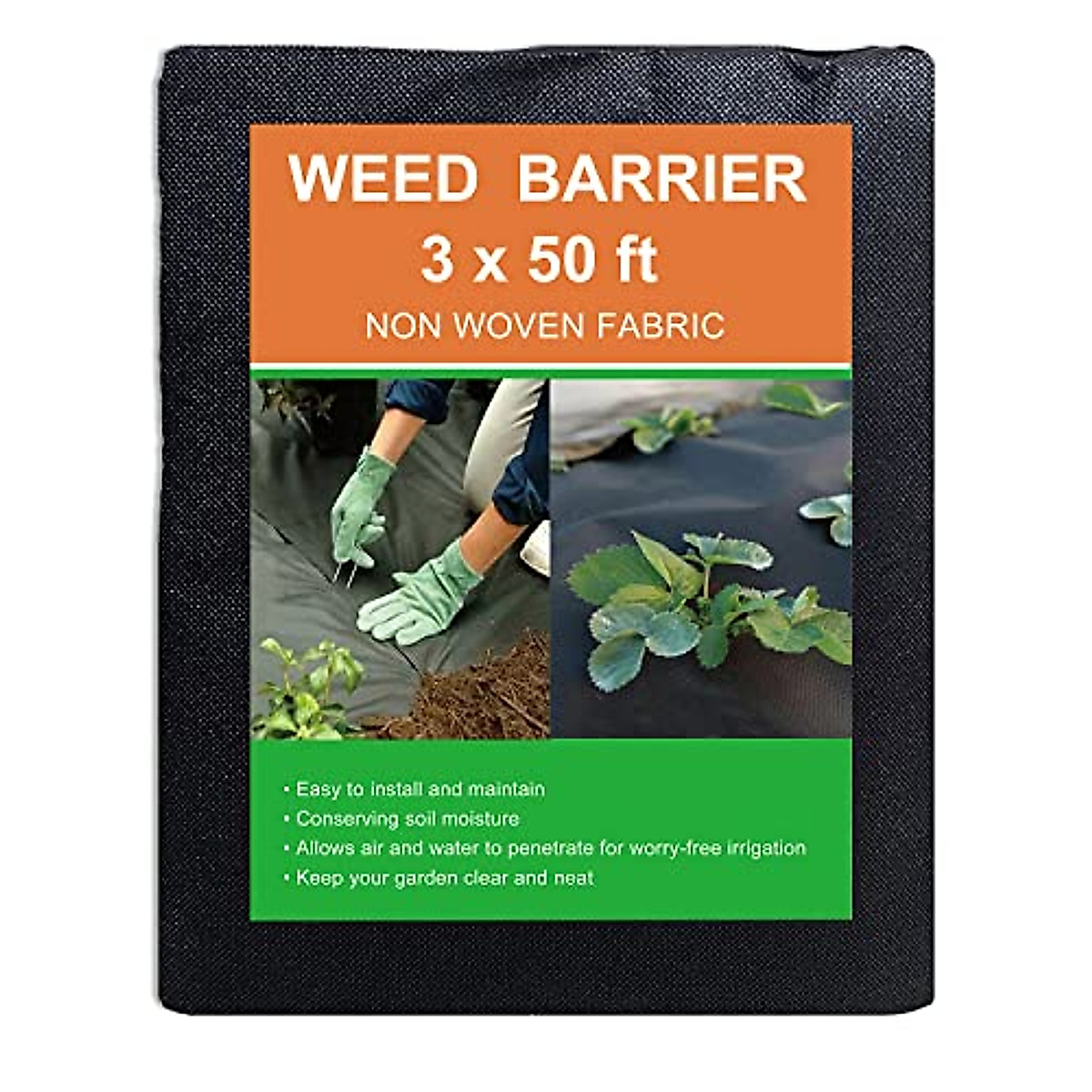 3FT x 50 FT Premium Garden Non Woven Weed Barrier Landscape Fabric Heavy Duty Weed Block Control Garden Cover