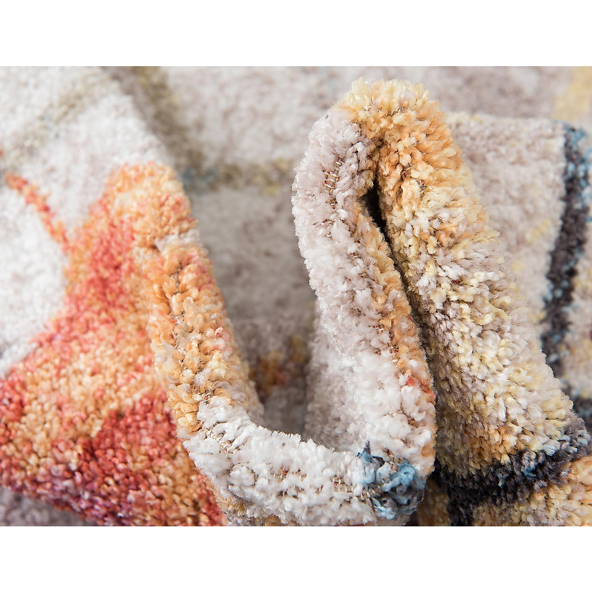 Unique Loom Rainbow Collection Geometric Abstract Trellis Modern Watercolor White Area Rug (7' 0 x 10' 0)