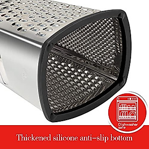 Ourokhome Professional Box Graters with Container, Stainless Steel 4 Sides, Kitchen Slicer Shredder Zester Grater for Parmesan Cheese, Vegetables, Ginger, 10 Inch, a Resistant Glove for Gift (Black)
