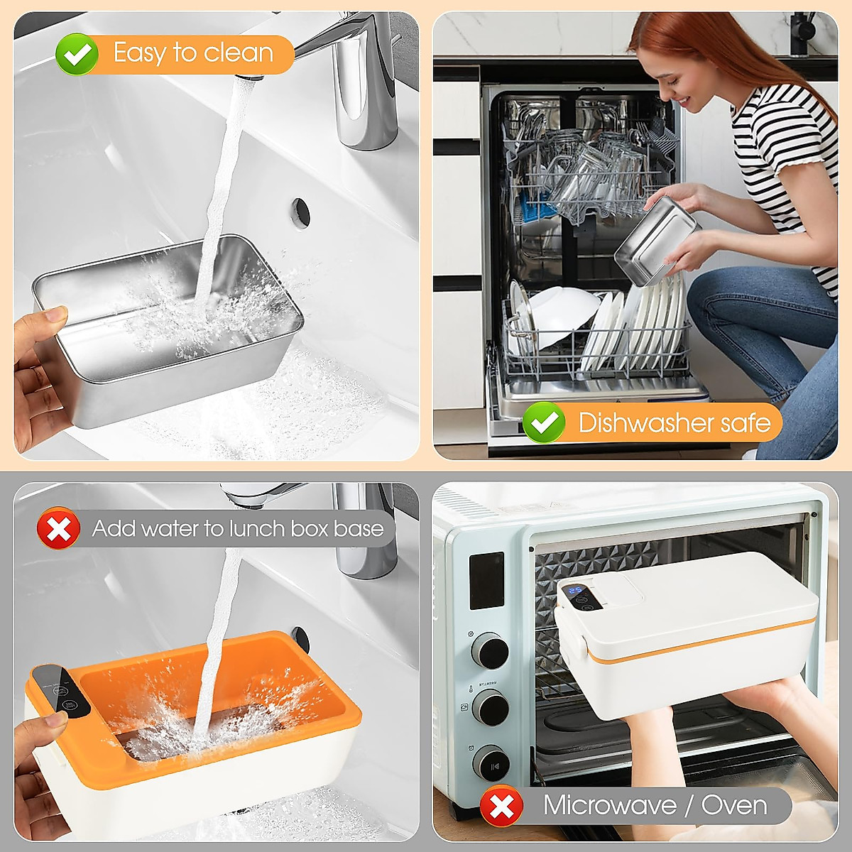 Keweis Cordless Electric Lunch Box Food Heater, Battery Powered Heated Lunch Box Food Warmer for Adults, Adjustable Heating Warming Time, 1L Self Heating Hot Lunch Boxes with Insulated Bag