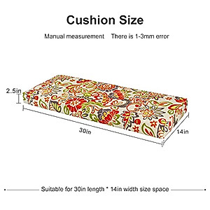 RULAER 30x14x2.5inch Bench Cushion for Indoor Outdoor Furniture Durable UV Resistant Lounge Patio Seat Pad Anti-Slip Garden Cushions (Idyllic Zippered for Easy Clean