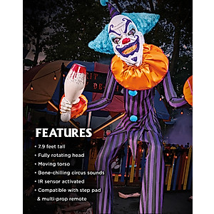 Spirit Halloween 7.9 Ft Stilts Animatronic | Decorations | Animated | Halloween Décor | Clown Animatronic