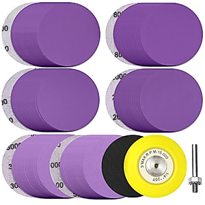 3 Inch Sanding Discs Alumina Abrasive Hook and Loop Sandpaper 600 to 5000 Grits, 1/4 in Backing Pad and Soft Foam Buffering Pad for Wood Metal Car