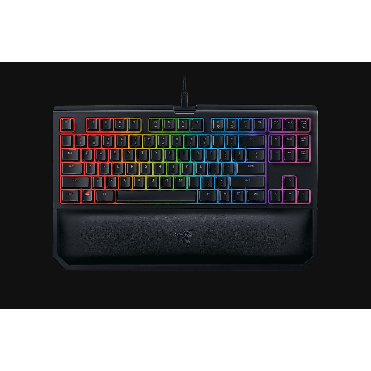 Razer BlackWidow TE Chroma v2 TKL Tenkeyless Mechanical Gaming Keyboard: Green Key Switches, Tactile & Clicky, Chroma RGB Lighting, Magnetic Wrist Rest, Programmable Macros, Classic Black