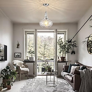 CATINER Glass Pendant Light Brushed Nickel 11-inch Hammered Pendant Lighting for Kitchen Island, Kitchen Sink, Hallway, Living Room