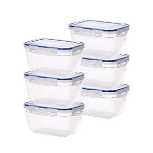 Superio Sealed Food Storage Containers (6 Pack) Airtight Leak Proof Meal Prep Containers, Rectangle Shape, Microwave and freezer safe, BPA-free Plastic (2.5 Quart)