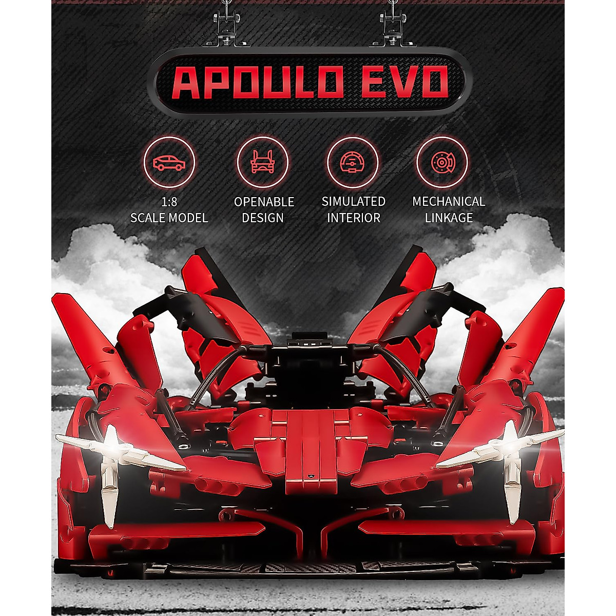 DOSCOR Apello EVO Sports Car Building Kit,1:8 Scale Technical Super Car Building Blocks Set for Adults,Men&Teens,Adult Collectible Model and Engineering Toy(3669+ Pcs)