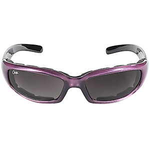 Chix 2 Pairs of Rally Women's Padded Motorcycle Sunglasses Purple Frames Clear & Grey Gradient Lenses