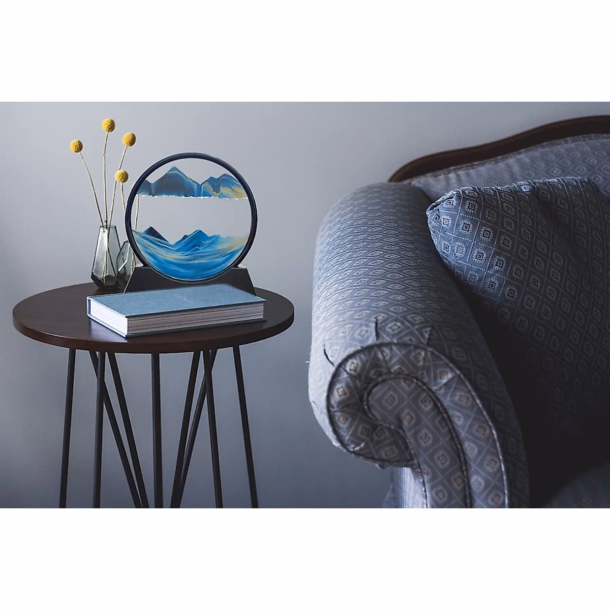 SOFLIY 3D Dynamic Sand Art Liquid Motion, Moving Sand Art Picture Round Glass 3D Deep Sea Sandscape in Motion Display Flowing Sand Frame Relaxing Desktop Home Office Work Decor (12“, Purple)