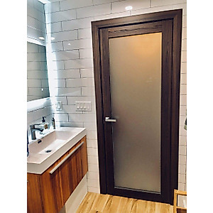 SARTODOORS - French Lite Frosted Glass Doors 72 x 80 | Planum 2102 Chocolate Ash | Frames Trims Satin Nickel Hardware | Bedroom Hall Solid Core Wooden Panels
