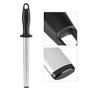 Diamonds Sharpening Steel, 8 Inch Professional Extra Fine Oval Knife Sharpener Steel Rod Kitchen Diamonds Coated Honing Steel for Chefs Honing Butcher Knives