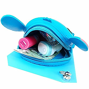 DiDicose Case Compatible with Samsung Galaxy A32 5G Cute 3D Cartoon Purse Wallet with Lanyard Wrist Strap Soft Silicone Cover Camera Lens Protector for Samsung Galaxy A32 5G Alien Dog Blue