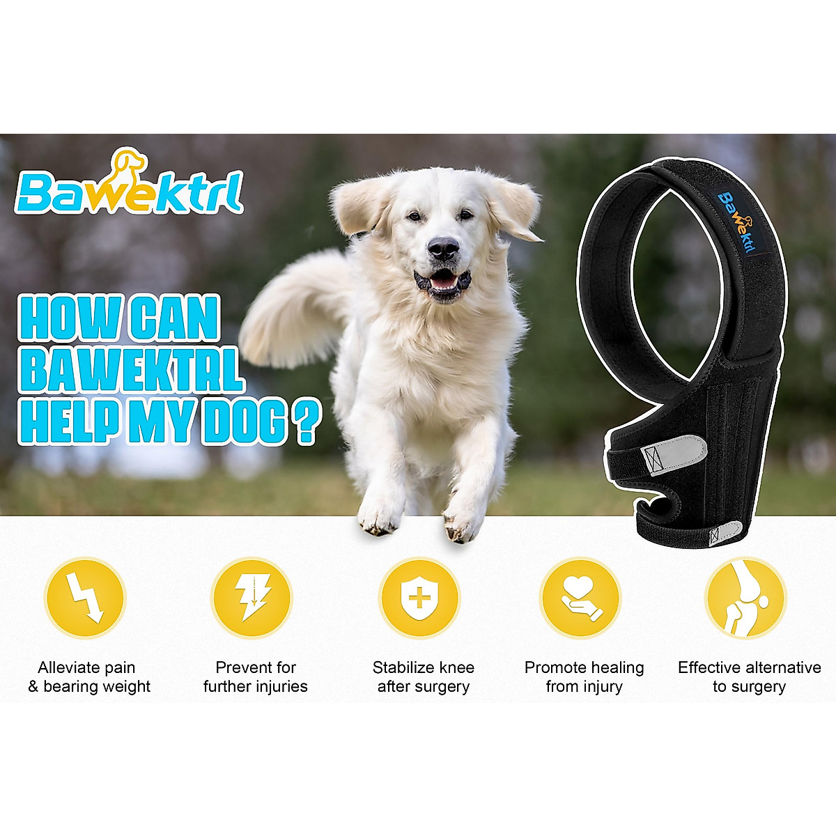 Dog ACL Brace for Luxating Patella Back Leg, Adjustable Dog Rear Leg Brace Support for Joint Pain Muscle Sore Knee Cap Dislocation,Stifle Brace with Side Stabilizers