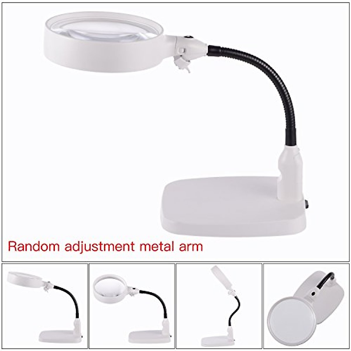 Tm-home Large 10x Magnifying Glass with Light and Stand, Folding Design with 6 LED Magnifying Lamp for Close Work
