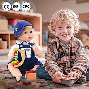 Aori Reborn Baby Dolls 22 inch Realistic Newborn Baby Boy Doll Lifelike Weighted with Feeding Toy Set