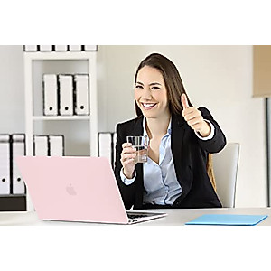 Teryeefi Case Cover for MacBook Pro 13 Inch 2022 2021 2020 2019 2018 2017 2016 Release A2338 M2 M1 A2289 A2251 A2159 A1989 A1706, Frosted Hard Shell +Keyboard Cover Skin + Screen Protector, Chalk Pink