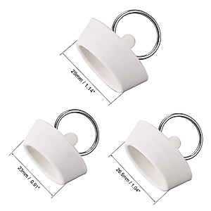 uxcell Drain Stopper, 3 Sizes Rubber Sink Stopper Plug 23mm/26.5mm/29mm with Hanging Ring for Bathtub Kitchen and Bathroom 1Set (3 Pieces)