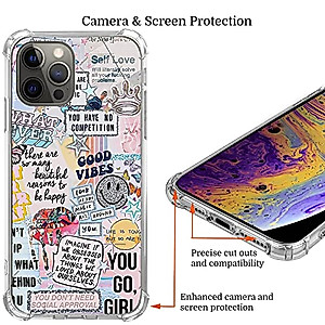 Elifi Edeal Inspirational Quote Collage Case for iPhone 12 Pro Max, Cute Beige Creative Dreamy Wall Cover for Girls Boys Women Men, Unique Trendy TPU Bumper Cover Case for iPhone 12 Pro Max