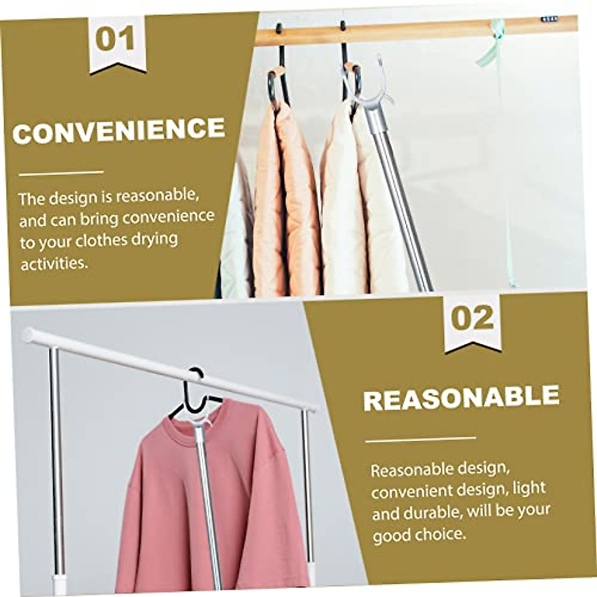 Alipis 5pcs Stitching Clothes Rail Living Room Essentials Clothes Rack Adjustable Closet Pole Specialty Tools Drying Rack Clothing Outdoor Multi Purpose Hanger Splicing Clothesline Pole