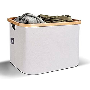 Hennez 40L Storage Basket For IKEA Kallax - Foldable Small Basket for Laundry - Fabric Storage Bins Bamboo - Collapsible Storage Baskets for Organizing Shelf Organizer Bins Closet Baskets for Shelves