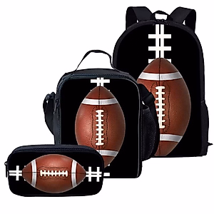 AmzPrint 3D Digital Print 17 Inch Carry On American Football Backpack For Boys 3 In 1 School Backpack And Lunch Box Set