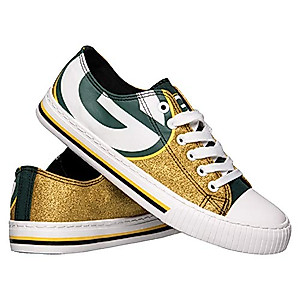 FOCO Green Bay Packers NFL Womens Glitter Low Top Canvas Shoes - 7