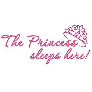 The Princess Sleeps here - Pure Vinyl Carved Wall Decal Without Transparent Edge Removable Art Letters Quotes Girl's Room Cute Décor - Pink