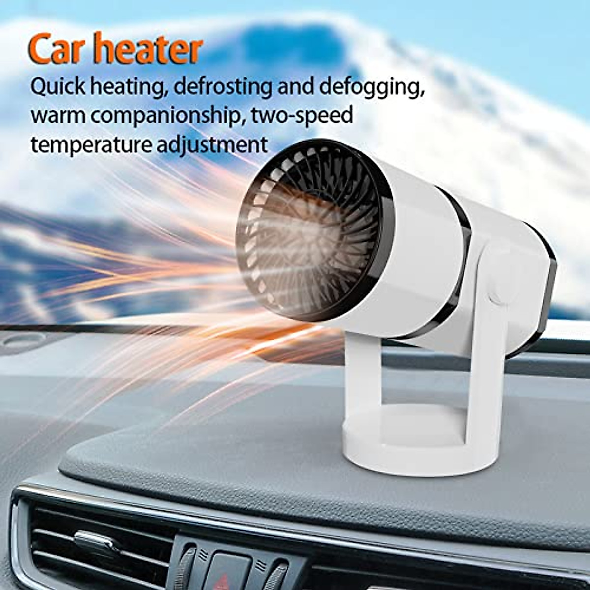 TTSITG Portable Car Heater Defroster, 12V 150W Car Defroster Defogger with 360 Degree Rotary Base 2 in 1 Plug in Cigarette Lighter Car Heater and Cooling Fan for Automobile Windscreen Winter (12V)