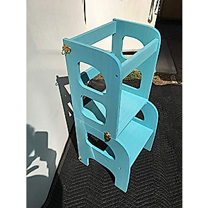 Exception Woodcrafts Convertible Tower,Convertible Helper tower - table/chair Step'n'Sit all-in-one, Montessori learning stool, kitchen step stool