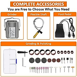 Shaft Grinder 780W Rotary Tool 500-25000RPM Rotary Carver with 0.26" 3-Jaw Chuck & Stepless Speed Foot Pedal Hanging Grinding Machine Accessories for Jewelry Polishing Grinding DIY