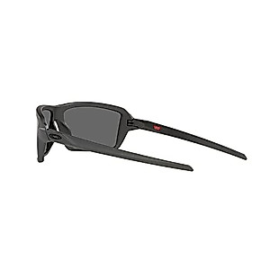 Oakley Men's OO9129 Cables Rectangular Sunglasses, Steel/Prizm Black, 63 mm
