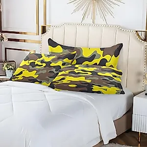 Yellow Camo Pillowcase for Hair and Skin Body Pillow Cover Body Pillow Cases King Size 20"X 40" Body Pillow Pillowcase with Zipper for Sleeping