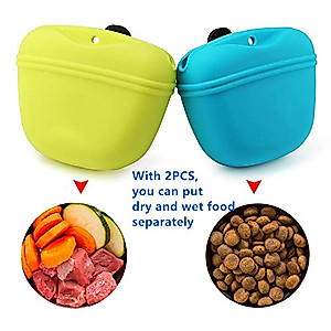 RoyalCare Silicone Dog Treat Pouch-Small Training Bag-Portable Dog Treat Bag for Leash with Magnetic Closure and Waist Clip - 2pieces [US Design Patent]