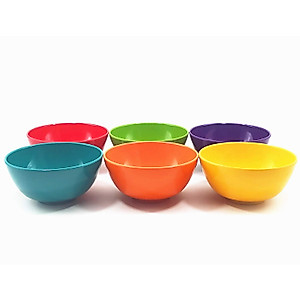 Set of 6 100% Melamine 28oz Salad Bowls Set,6 inch Round Melamine Soup Cereal Bowls,Melamine Dinnerware sets for Home Dinner Party or Picnic,Break-resistant and BPA Free,Multicolor