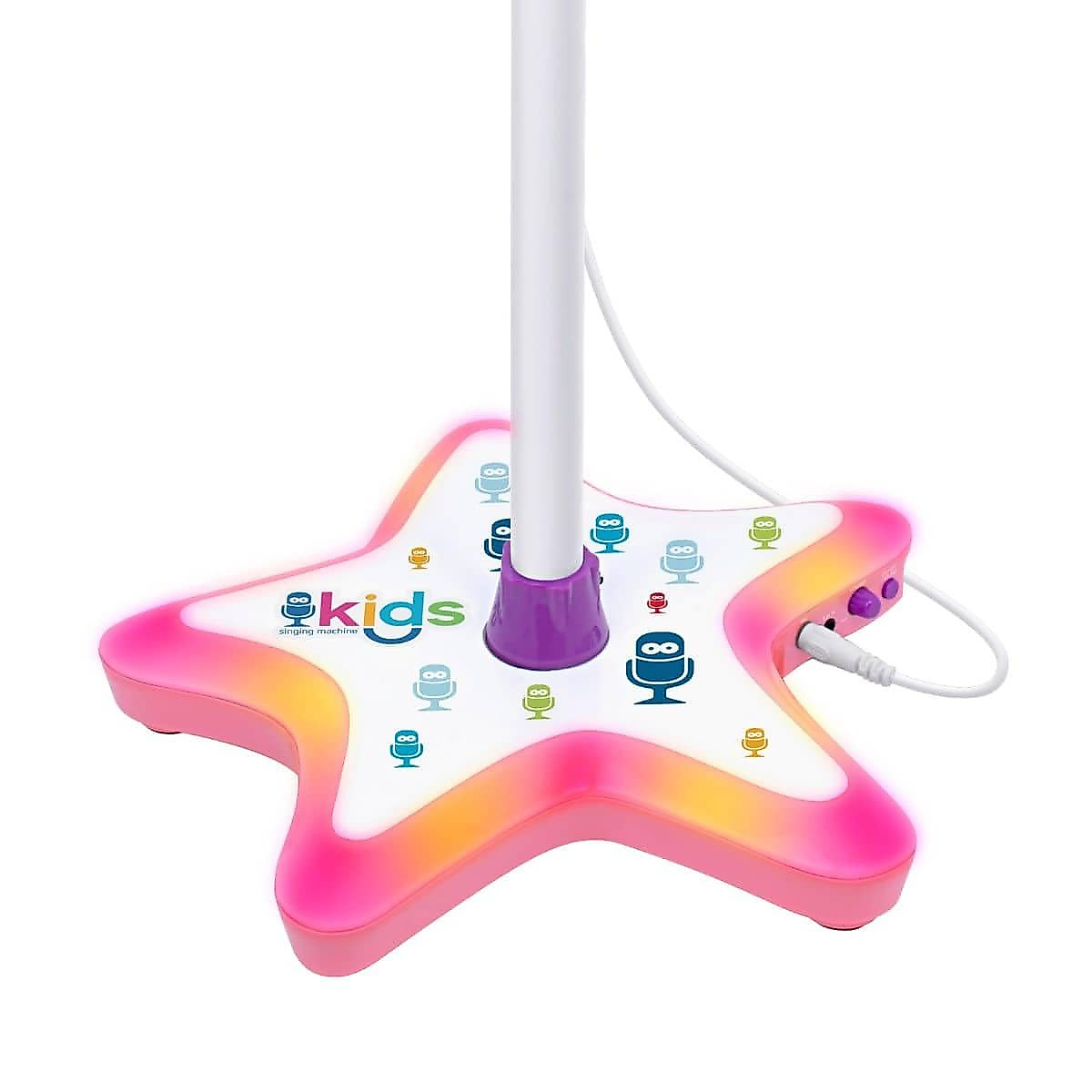 Singing Machine Kids SMK910PP Star Stage, Adjustable Sing-Along Mic Stand with LED Lights, Pink/Purple