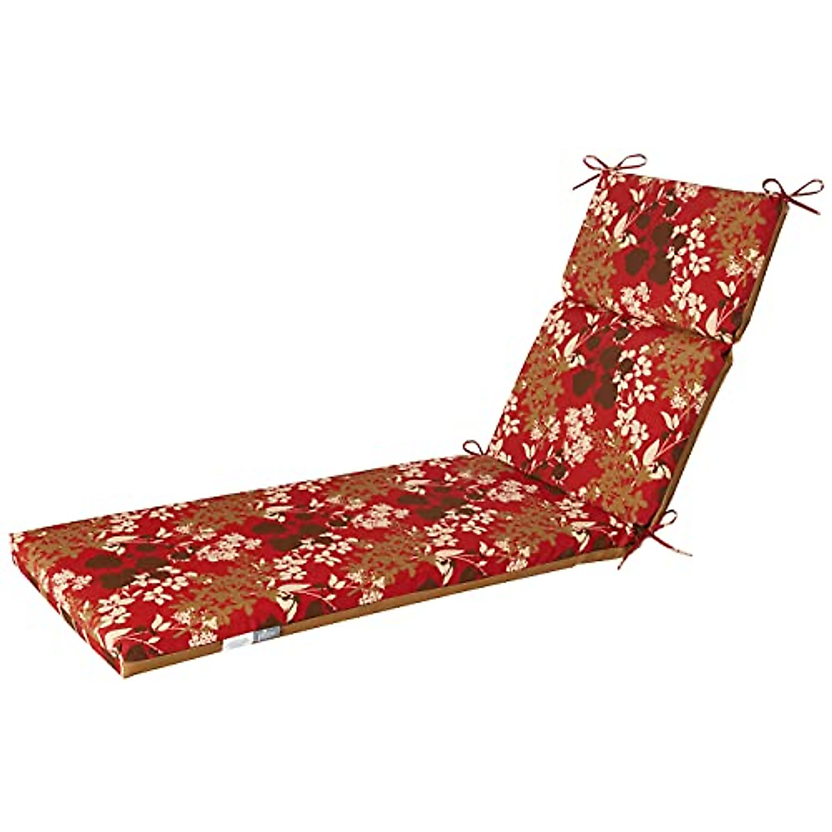 Pillow Perfect Outdoor/Indoor Monserrat/Montifleuri Sangria Chaise Lounge Cushion, 1 Count (Pack of 1), Brown