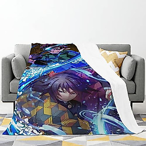 Anime Blanket Unisex Portable Ultra Soft Cartoon Demon Blanket, Bedding, Sofa and Living Room Flannel Throw Blanket 40* 50, 50 *60 (Blue 40x50)