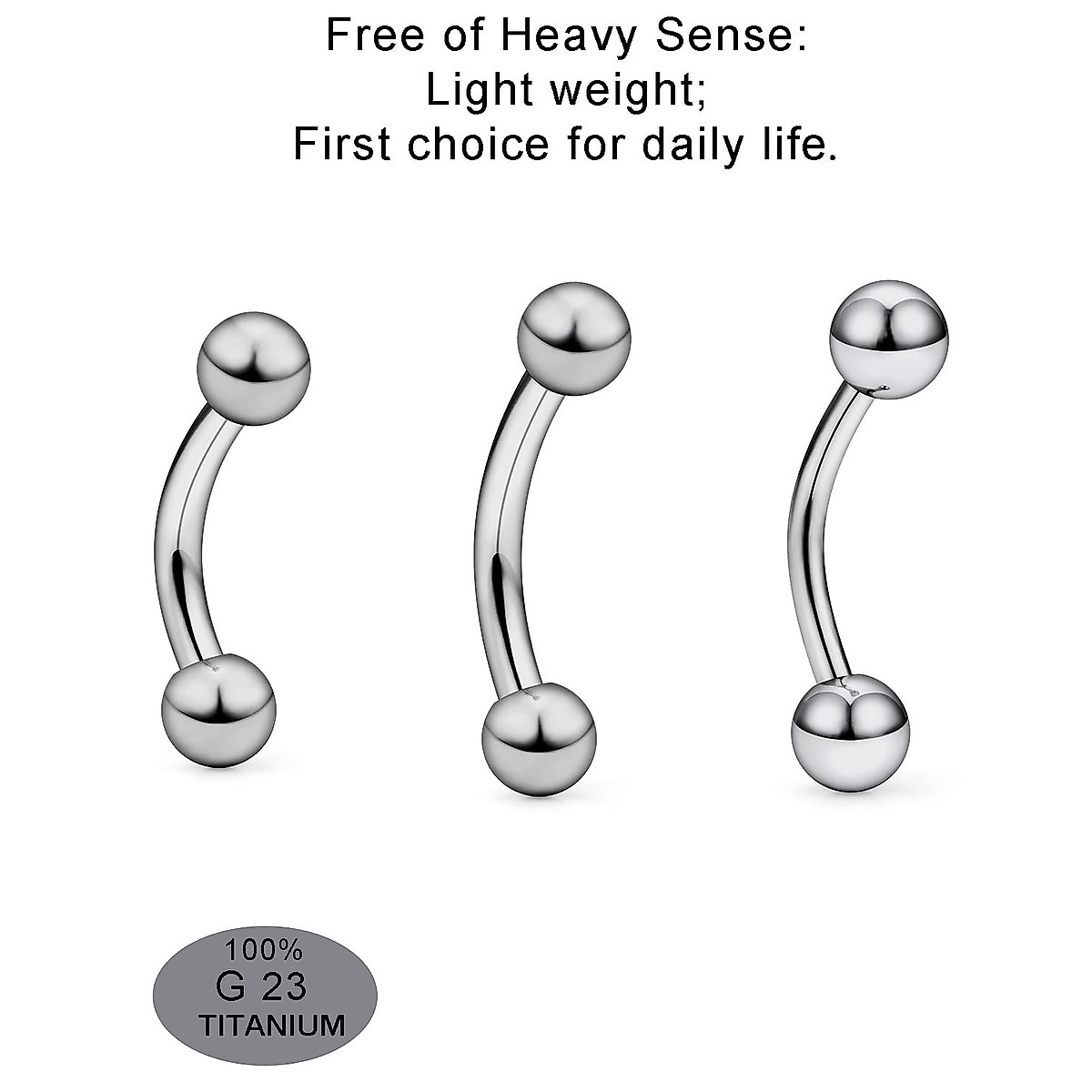 Vsnnsns 14G G23 Titanium Daith Rook Earring Piercing Curved Barbell Eyebrow Rings Snake Eyes Tongue Rings Piercing Jewelry Cartilage Tragus Forward Helix Piercing Jewelry for Women Men 8mm 10mm 12mm