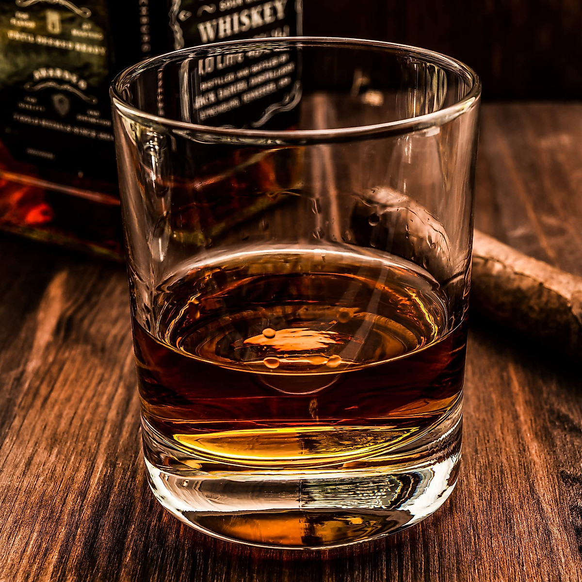 Old Fashioned Whiskey Glass Set, Premium Rocks Glasses for Cocktails and Bourbon, 10 1/4 Oz, Set of 6, Lead-Free Crystal, Bar Drinking Glass Tumbler for Scotch, Cognac, Irish Whisky