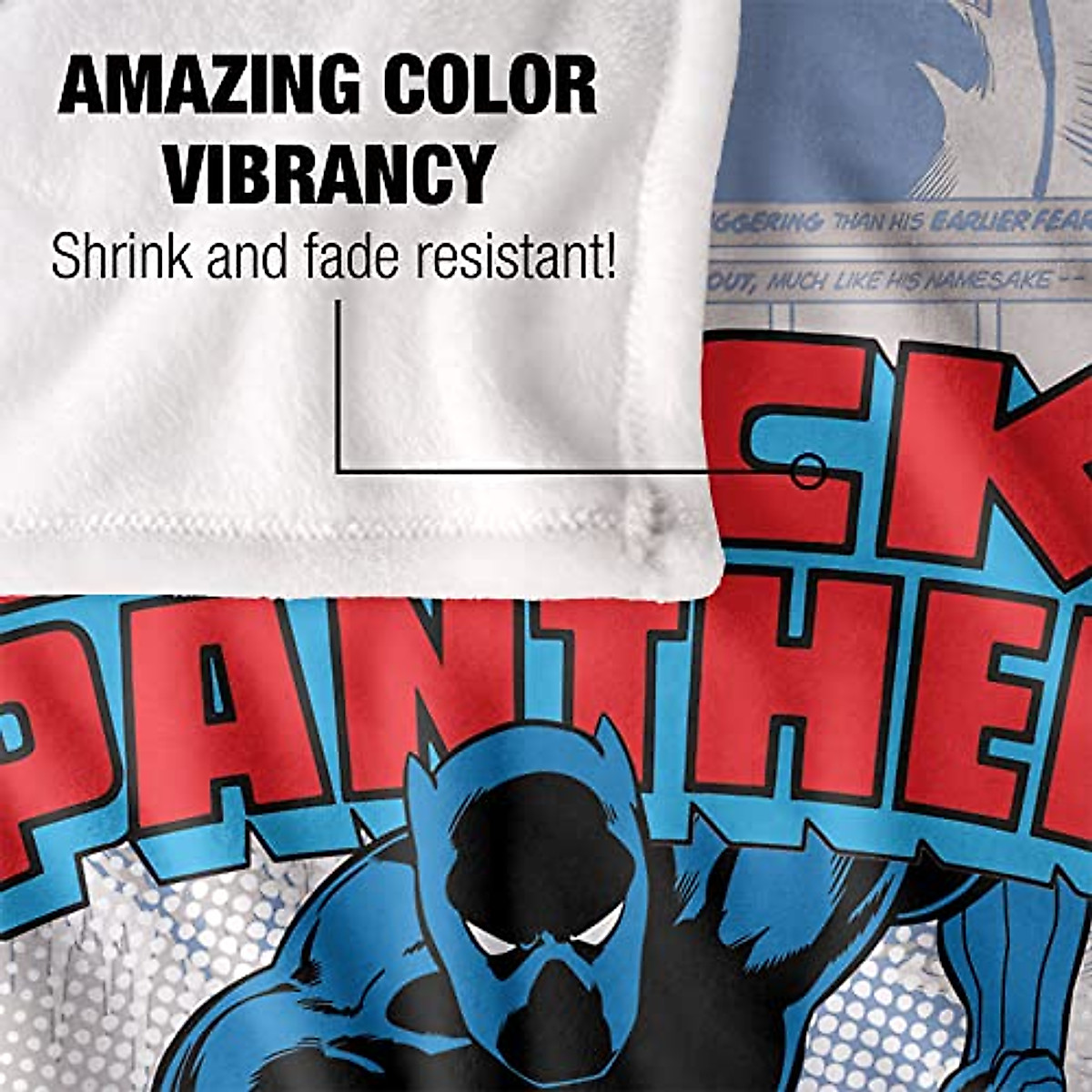 Marvel Black Panther Blanket, 36"x58", Retro Black Panther, Silky Touch Super Soft Throw Blanket