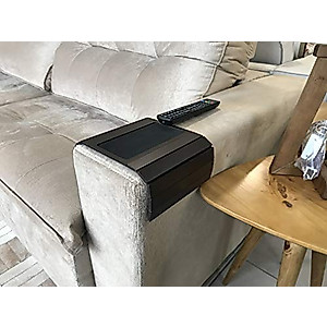 meistar Global Sofa Couch Arm Tray Table with EVA Base. Weighted Sides. Fits Over Square Chair arms. (Dark Brown)