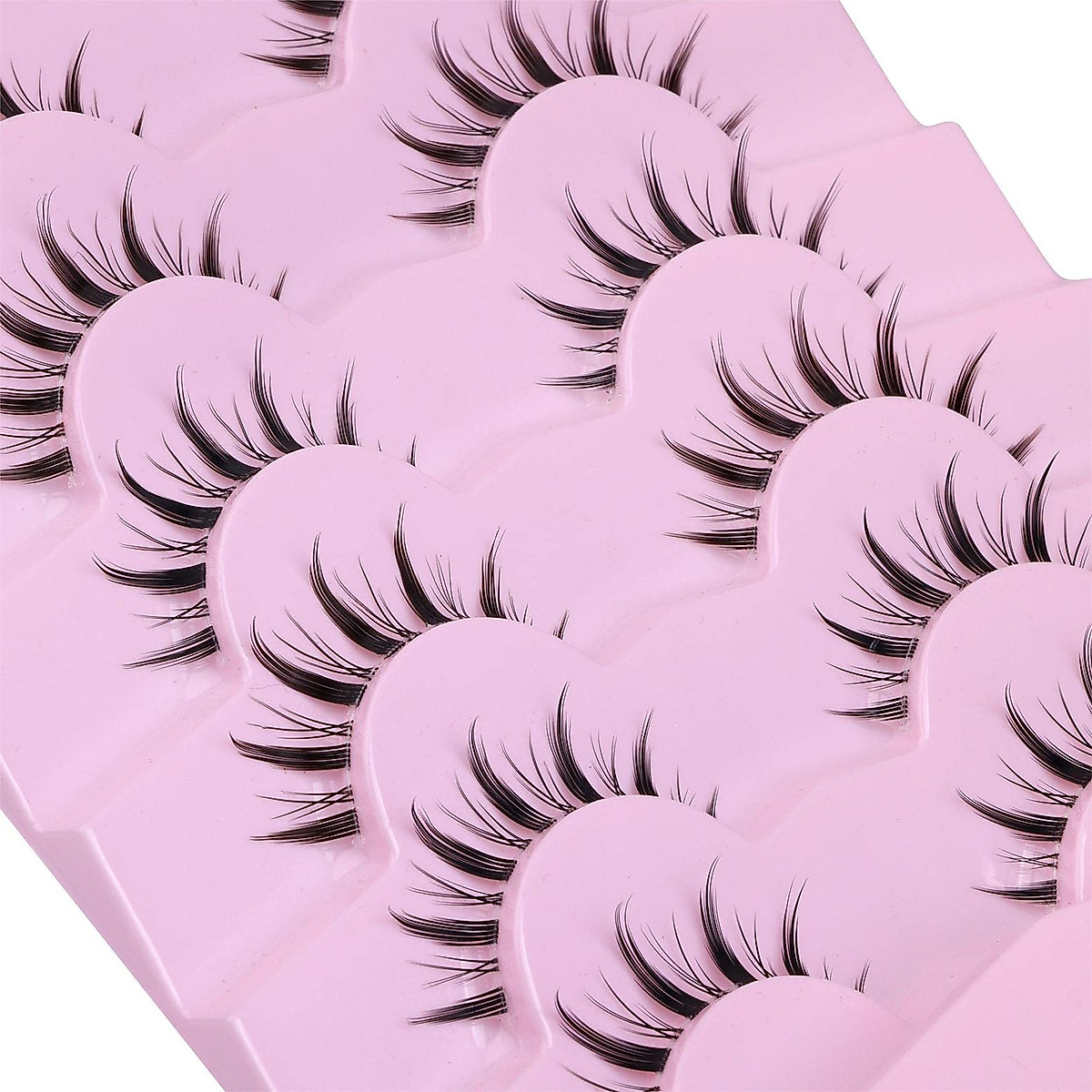 False Eyelashes Wispy Manga Lashes Natural Look Japanese Anime Lashes Manhua Effect Look Like Individual Clusters Spiky Cosplay Eyelashes with Clear Band 7 Pairs Pack by EYDEVRO