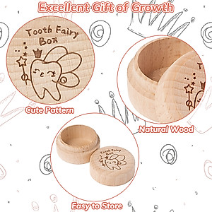 2Pcs Tooth Fairy Box for Boy Girl Wooden Tooth Fairy Keepsake Box to Place Under Pillow Milk Teeth Container Box Cute Lost Tooth Holder Baby Toddler Teeth Case for Baby Shower Birthday Gift