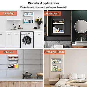 HarJue Shower Storage Shelf, Self Adhesive Shower Caddy Basket Waterproof Bathroom Storage Organization- No drill Unit Organizer Racks for Inside Shower Bathroom Kitchen, 2 Tier, Plastic-White