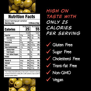 Mario Camacho Foods Pitted Snack Olives - Green Olives with a Hint of Pepper - 1.05 oz Pouches (Pack of 12)